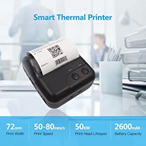 80mm Mini Thermal POS Printer Portable Personal Bill Printer 3 inches ...