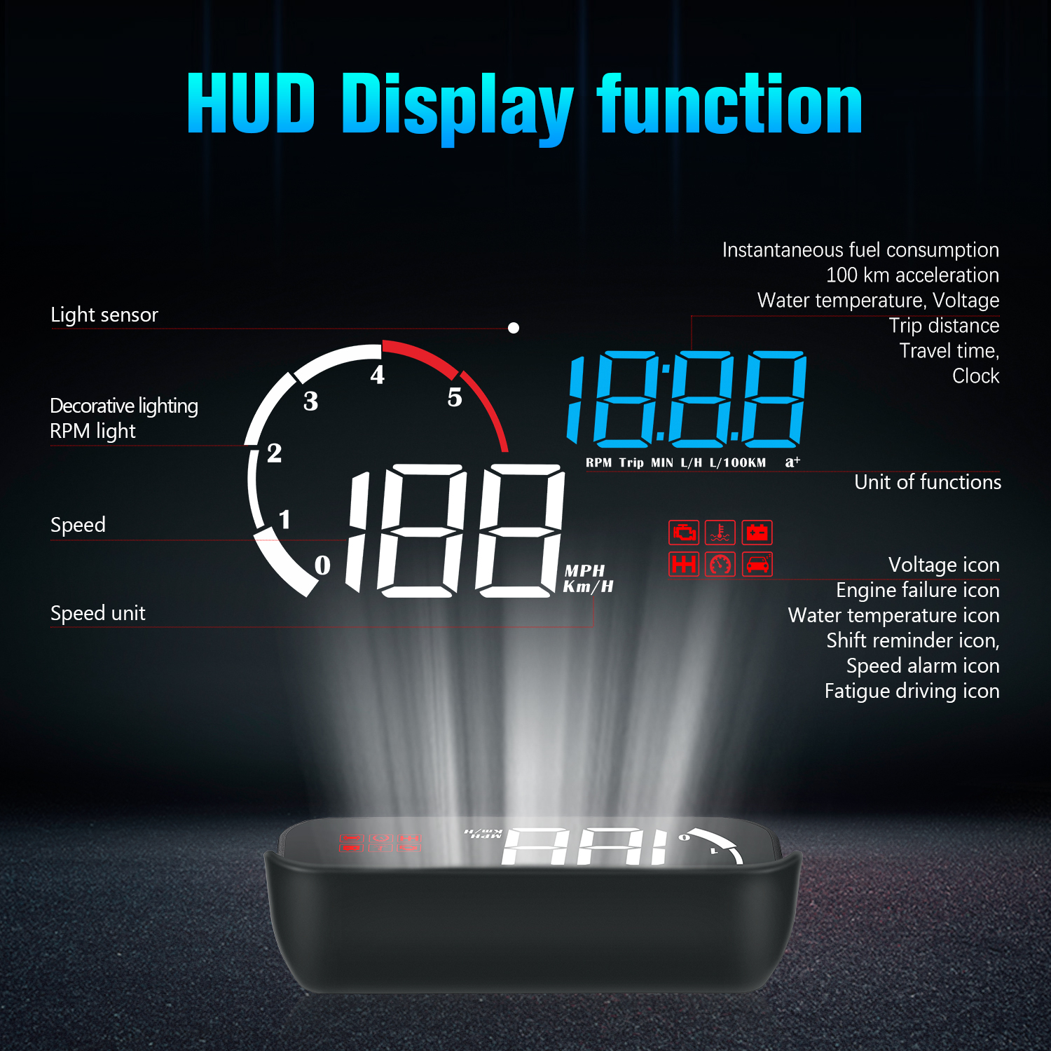 3.5 inch HUD M10 Head Up Display OBD2 Head Up Display Multifunction For ...