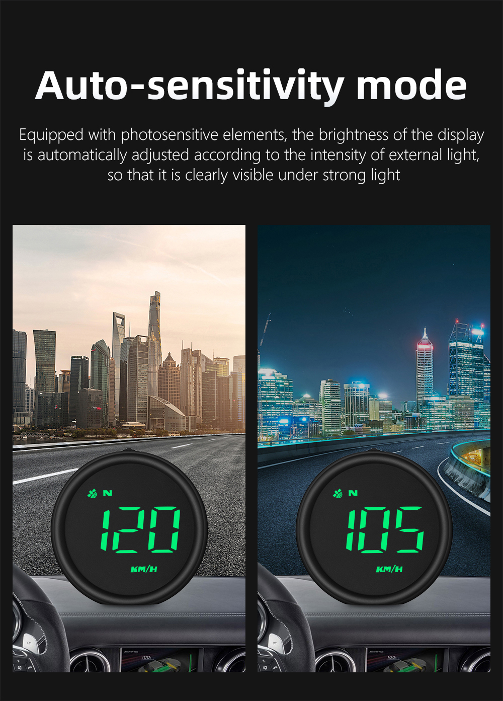 2.6in HD Car Head Up Display G1 HUD Smart Digital GPS Speedometer Plug ...